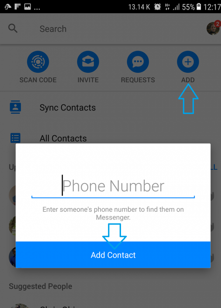 How to Add Messenger Contact using Phone Numbers » ChuksGuide